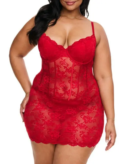 ADORE ME Brielle Babydoll & G-string Set Lingerie - Jester Red