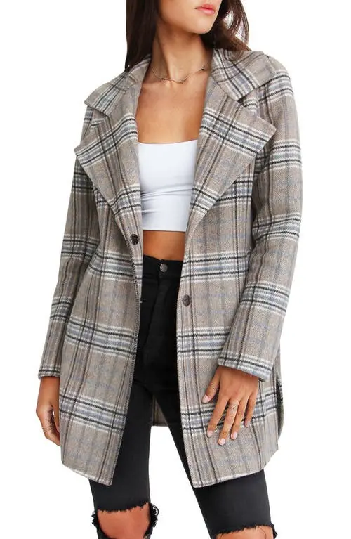 BELLE & BLOOM Ex-boyfriend Plaid Wool-blend Coat