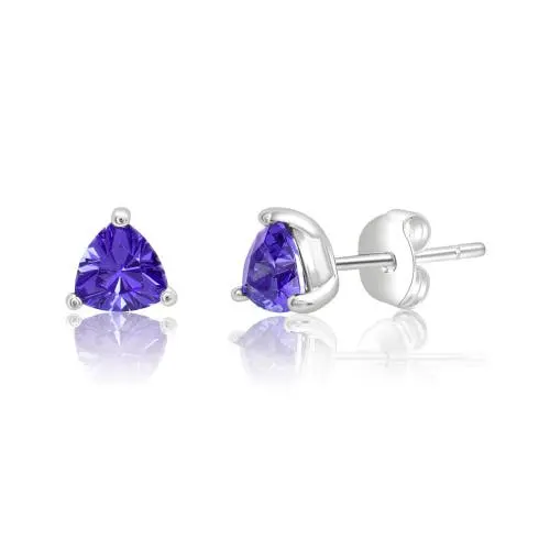 DONATELLO GIAN Sterling Silver Trillion Stud Earrings - Tanzanite