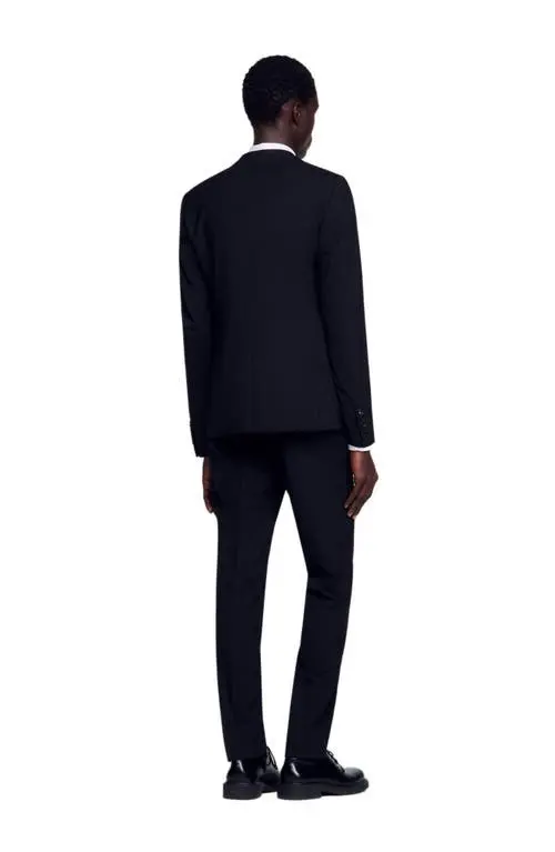 Sandro Virgin Wool Suit Jacket - Black