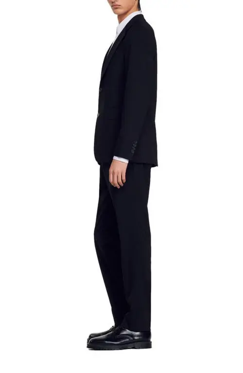 Sandro Virgin Wool Suit Jacket - Black