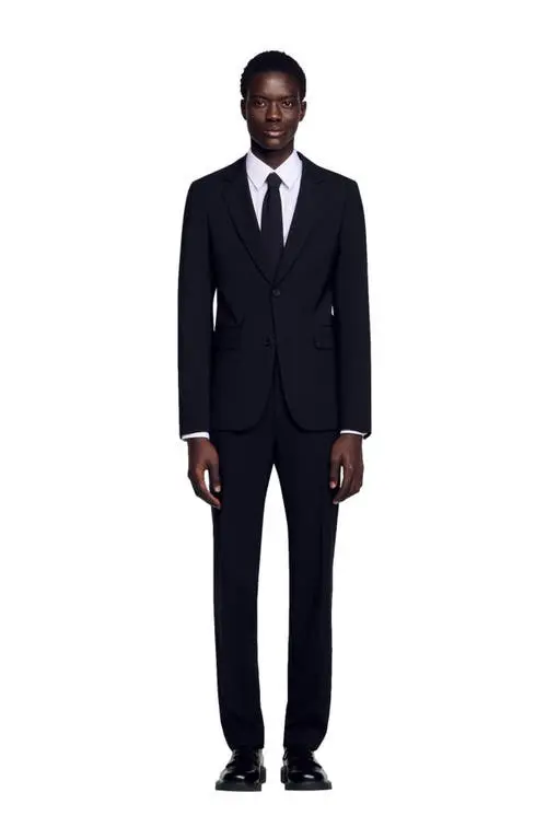 Sandro Virgin Wool Suit Jacket - Black