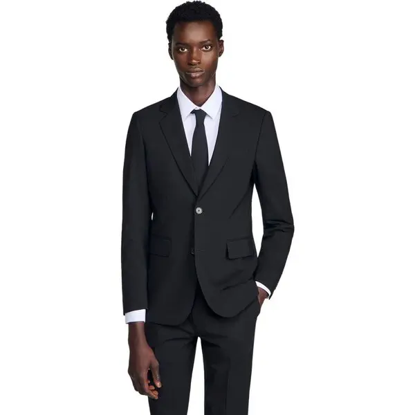 Sandro Virgin Wool Suit Jacket - Black