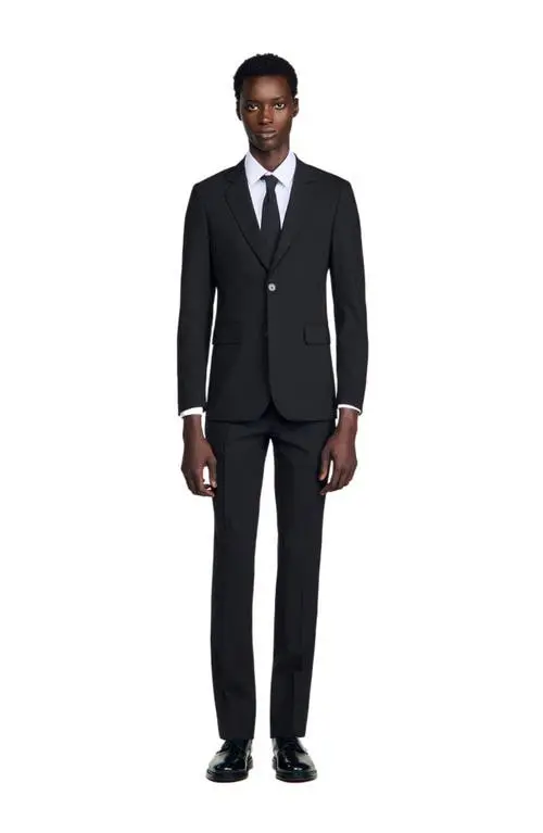 Sandro Virgin Wool Suit Jacket - Black