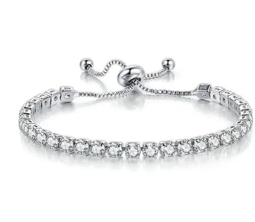 DONATELLO GIAN Adjustable Crystal Cz Tennis Bracelet - Silver