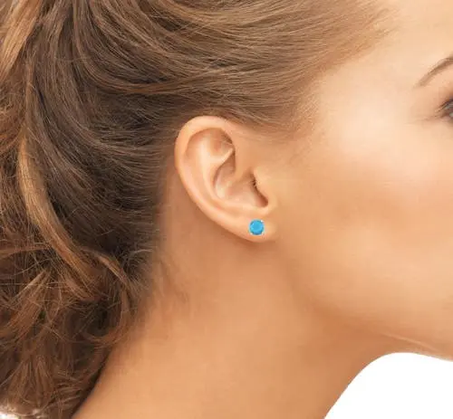 DONATELLO GIAN Name' Sterling Created Turquoise Stud Earrings