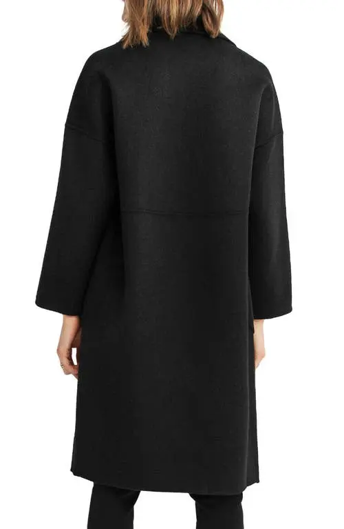 BELLE & BLOOM Double Breasted Wool Blend Coat - Black
