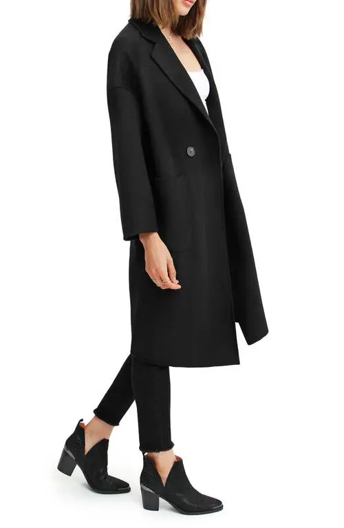 BELLE & BLOOM Double Breasted Wool Blend Coat - Black