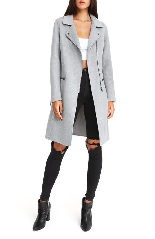 BELLE & BLOOM Wool Blend Longline Coat - Grey Marl