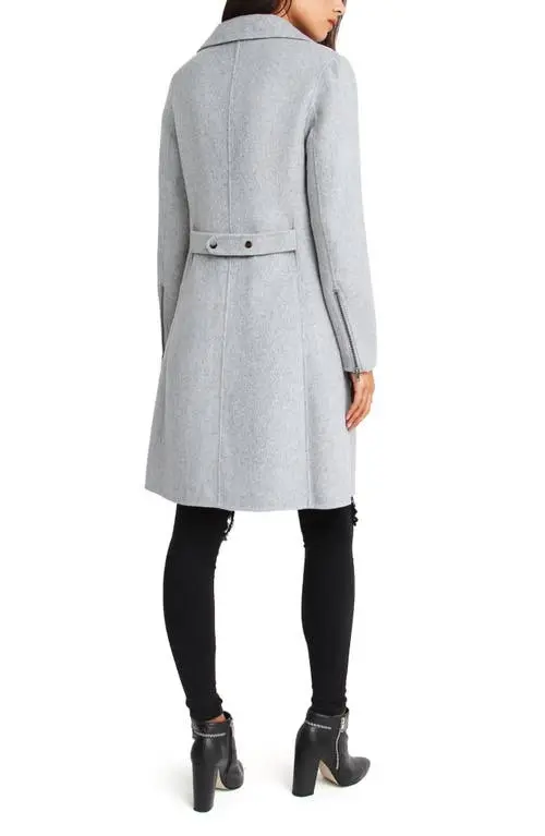 BELLE & BLOOM Wool Blend Longline Coat - Grey Marl