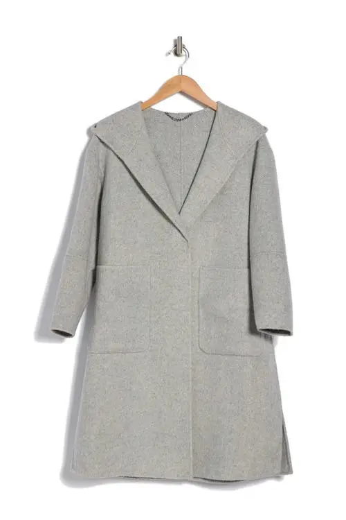 BELLE & BLOOM Wool Blend Oversized Hooded Coat - Grey
