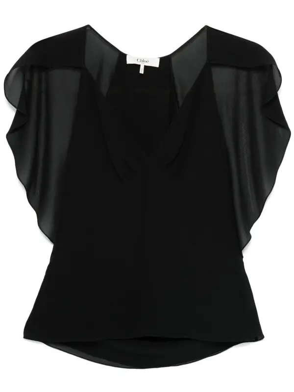 Chloé Cape-detail Tank Top - Black