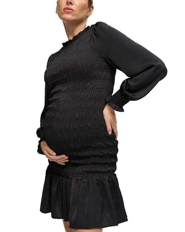 INGRID & ISABEL Smocked Maternity Dress - Black