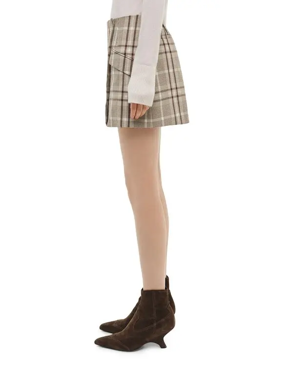 Simkhai Payton Check Wrap Mini Skirt