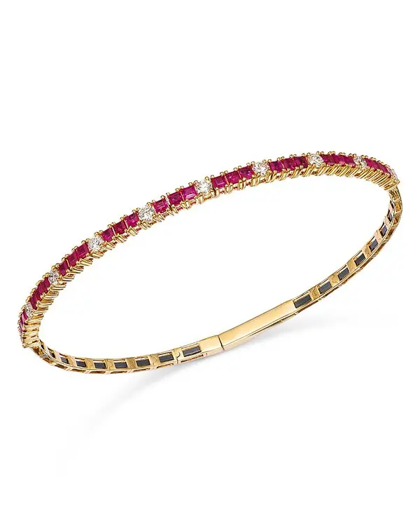 Bloomingdale'S 14k Yellow Gold Ruby And Diamond Bangle
