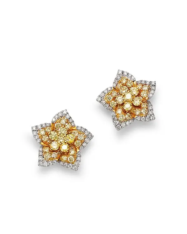 Bloomingdale'S 14k White And Yellow Gold Star Stud Earrings, 1.79 Tcw - Yellow/white