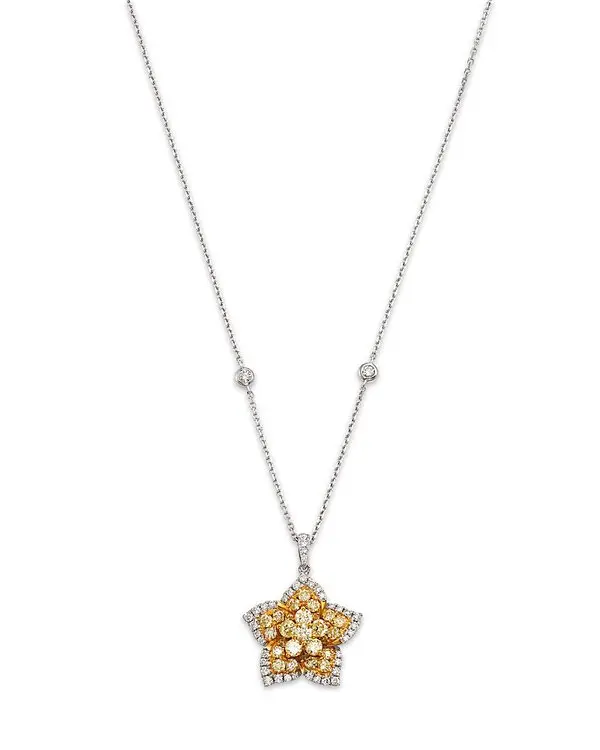 Bloomingdale'S 14k White And Yellow Gold Diamond Star Pendant Necklace - Yellow/white