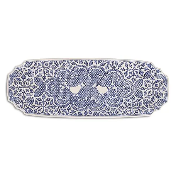 VIETRI Uccello Blu Long Oval Platter - Light/pastel