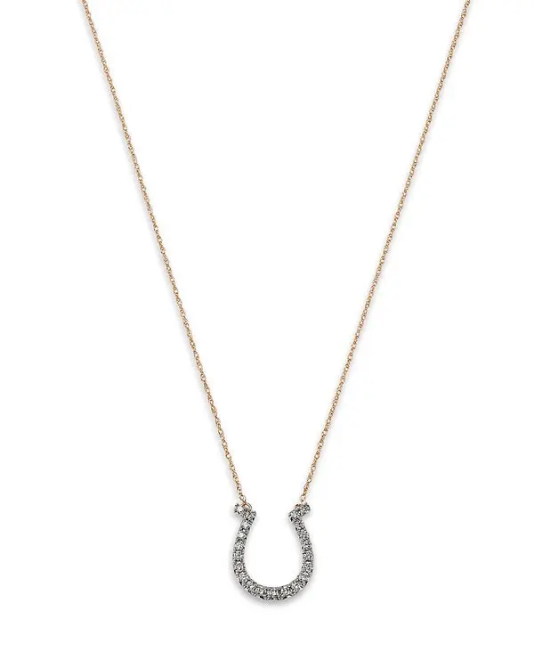 Bloomingdale'S Diamond Horseshoe Pendant Necklace - White/gold