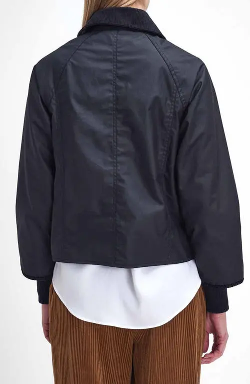 Barbour Beadnell Crop Waxed Cotton Jacket - Black/classic