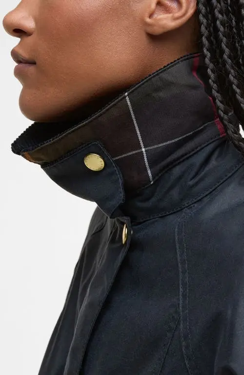 Barbour Beadnell Crop Waxed Cotton Jacket - Navy Classic