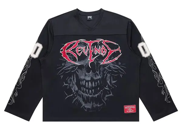 REVENGE Skull Flame Hockey Jersey - Black