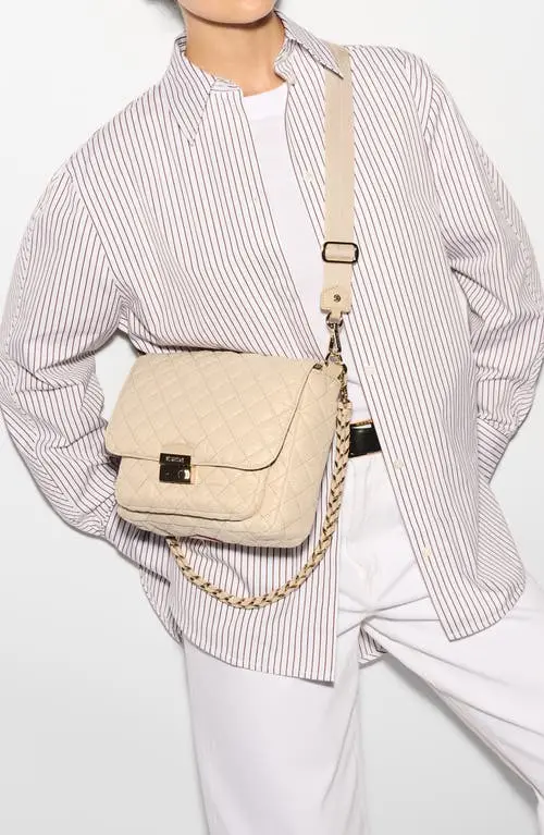 Mz Wallace Medium Crosby Lock Quilted Nylon Crossbody Bag - Buff