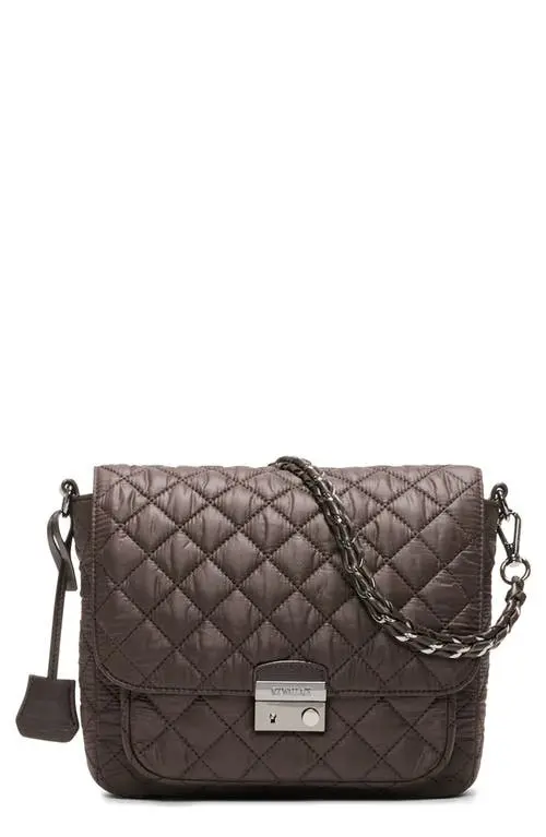Mz Wallace Medium Crosby Lock Quilted Nylon Crossbody Bag - Espresso