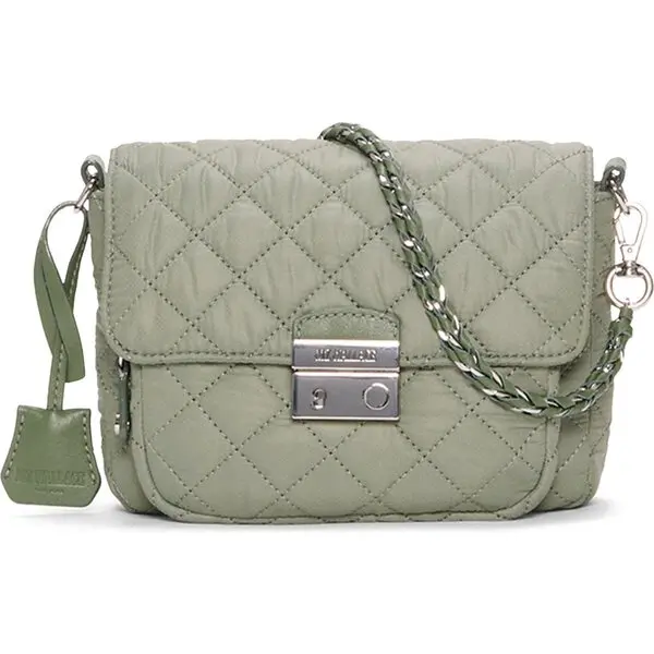 Mz Wallace Small Crosby Lock Quilted Nylon Crossbody Bag - Agave Green