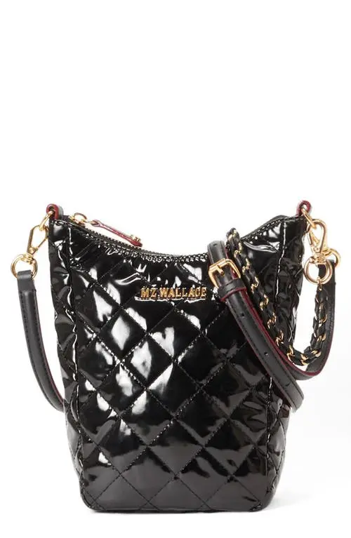 Mz Wallace Crosby Go Quilted Nylon Crossbody Bag - Black Lacquer