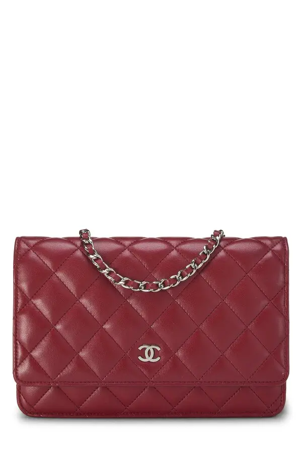 Chanel Quilted Lambskin Wallet On Chain - Red