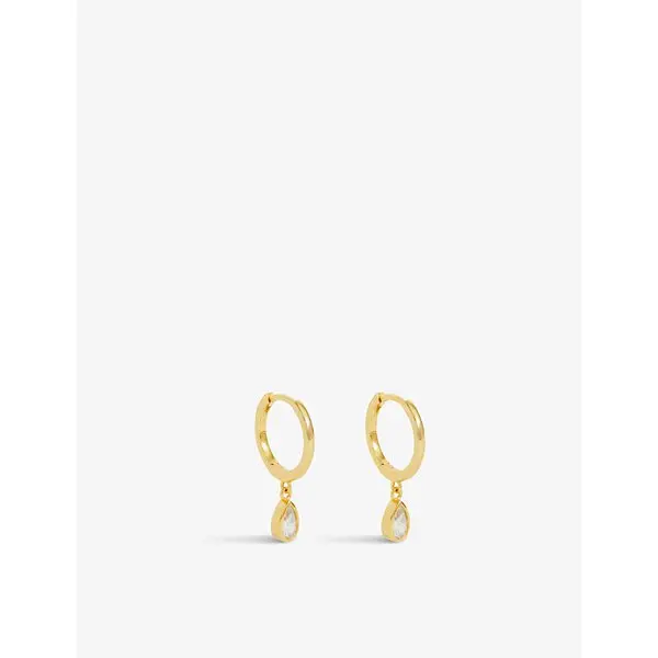 Orecchini A Cerchio Huggie In Oro 18 Carati Con Zirconi Cubici &ndash; 17x5mm Chiusura A Scatto