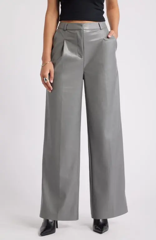 OPEN EDIT Faux Leather Wide Leg Trousers