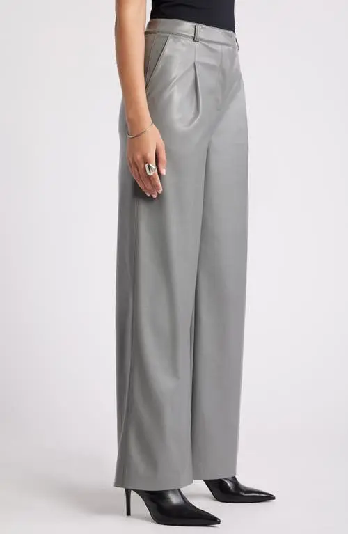 OPEN EDIT Faux Leather Wide Leg Trousers