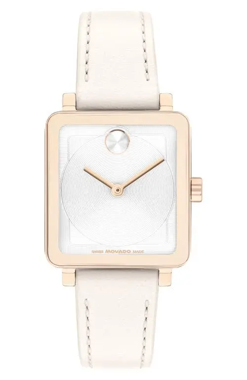 Movado Evolution 2.0 Leather Strap Watch - White