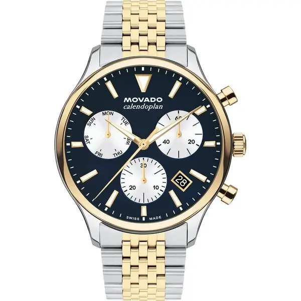 Movado Calendoplan Bracelet Chronograph Watch - Blue