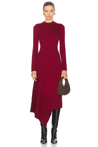 L'academie Odelya Asymmetrical Knit Dress - Wine