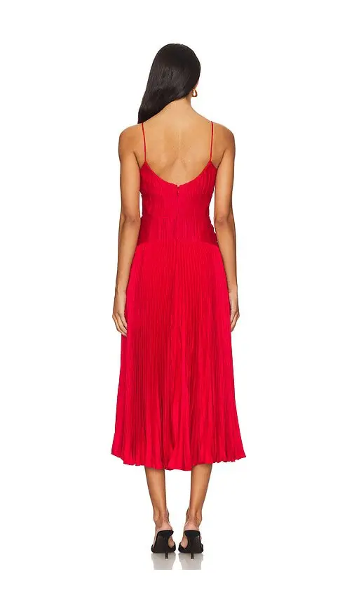 Amur Cherry Drop Waist Midi Dress - Red Calla Lily | Editorialist