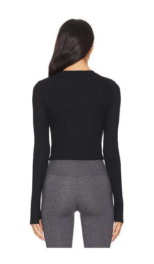 Splits59 Louise Ribbed Long Sleeve Crop Top - Black
