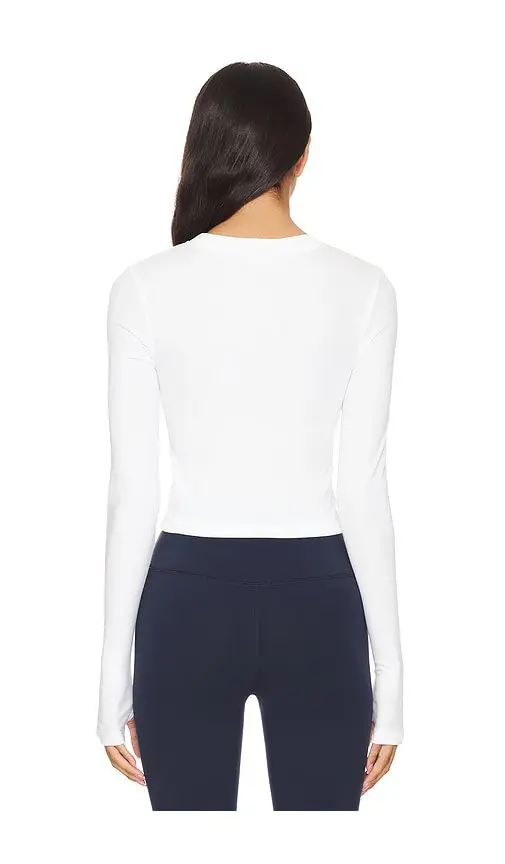 Splits59 Louise Rib Long Sleeve Crop Top - White