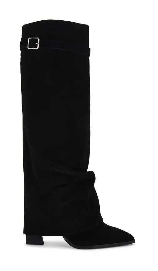 Free People Felicity Foldover Suede Boot - Black