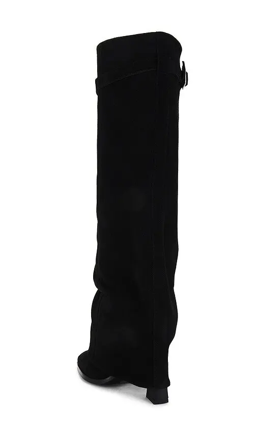 Free People Felicity Foldover Suede Boot - Black