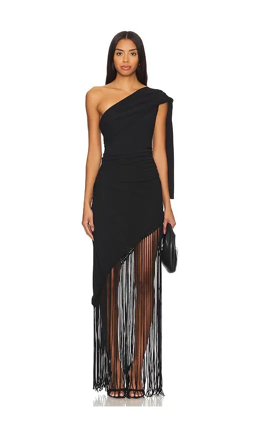 Faithfull The Brand Bijou Asymmetric Fringed Dress - Black