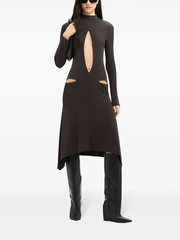 COURREGES Volcano Jersey Midi Dress - Brown