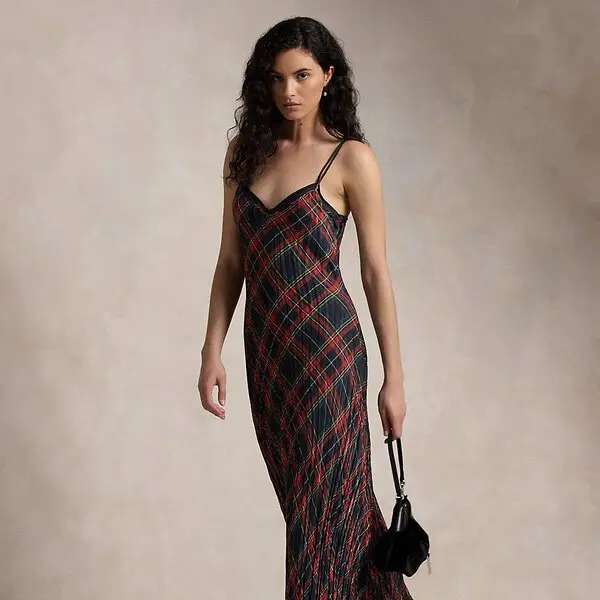 fitted lace wedding dress Pomegranate and Black Plaid Tweed Mini Dress