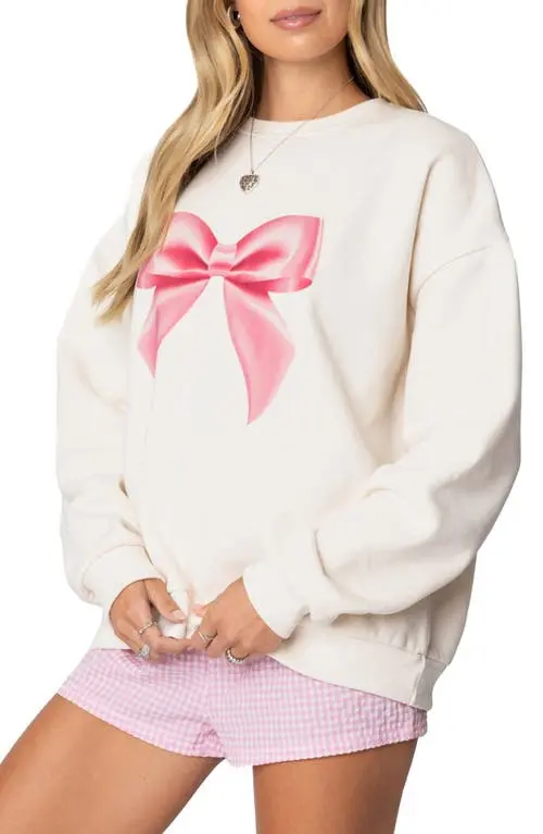 EDIKTED Bow Graphic Oversized Sweatshirt