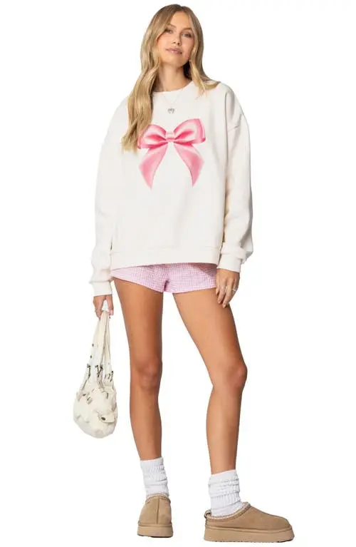 EDIKTED Bow Graphic Oversized Sweatshirt