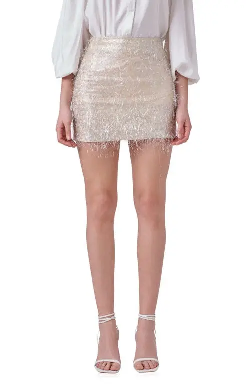 Endless Rose Metallic Fringe Mini Skirt
