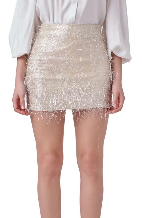 Endless Rose Metallic Fringe Mini Skirt