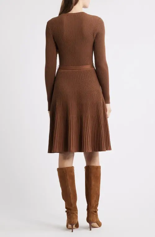 Julia Jordan Ribbed Belted Sweater Dress